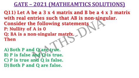 Gate 2021 Mathematics Solutions 13 Feb 2021 Question 11