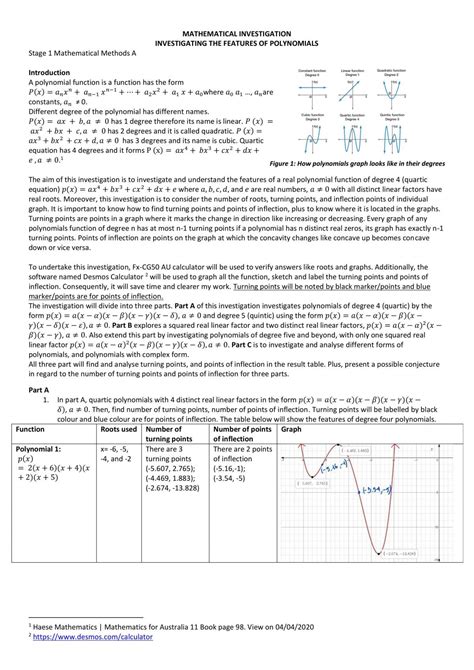 polynomial investigation mathematical methods year 11 sace thinkswap
