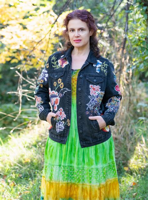 Up Cycled Denim Jacket Secret Flame Embroidered Etsy