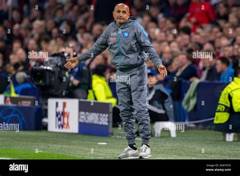 Napoli Coach Luciano Spalletti Reacts During The Uefa Champions League