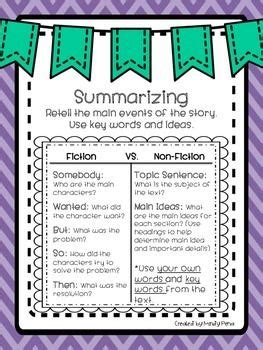 Summarizing Fiction And Non Fiction Text FREEBIE Summarizing Fiction