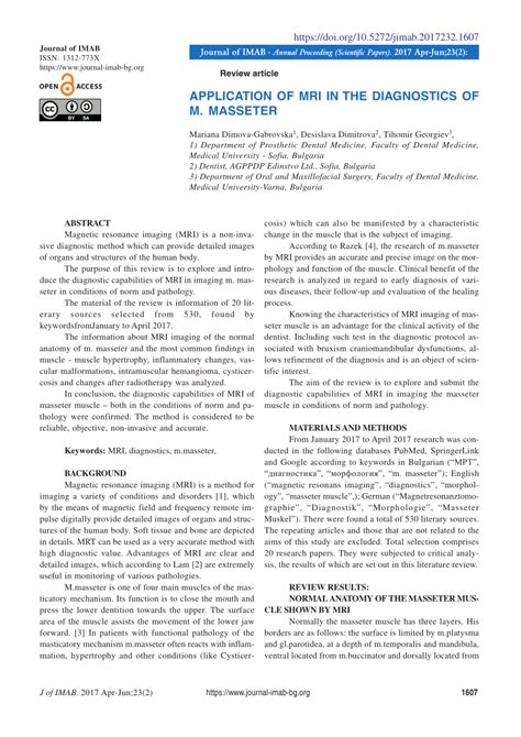 Pdf Application Of Mri In The Diagnostics Of M Masseter