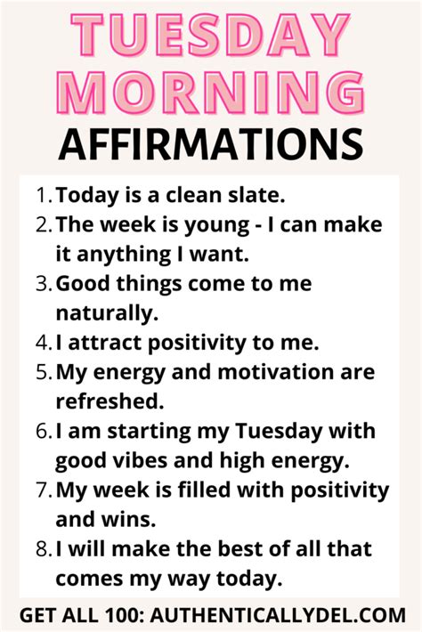 100 Positive And Inspiring Tuesday Affirmations Authentically Del