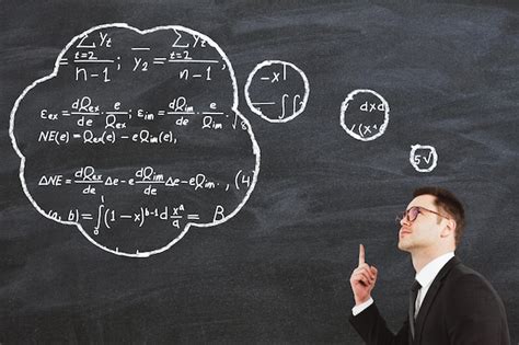 Premium Photo Businessman Solves The Equation And Has Idea Concept