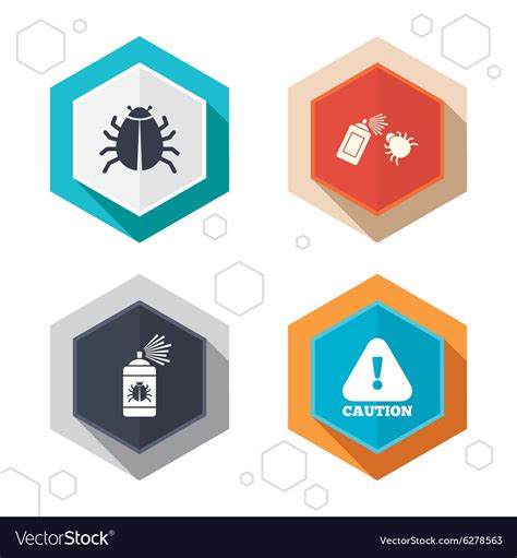 Bug Disinfection Signs Caution Attention Icon Vector Image