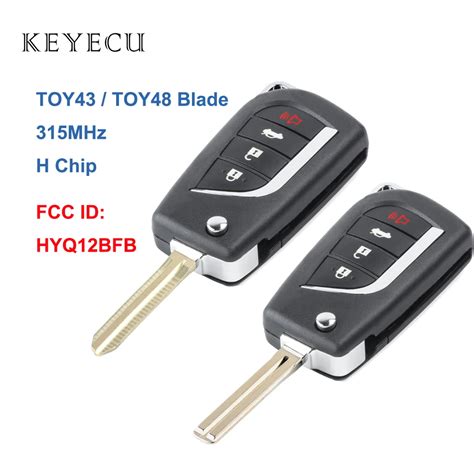 Keyecu Llave De Coche A Control Remoto Con 4 Botones 315MHz Chip H