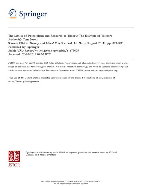 Pdf The Limits Of Principlism And Recourse To Theory The Example Of