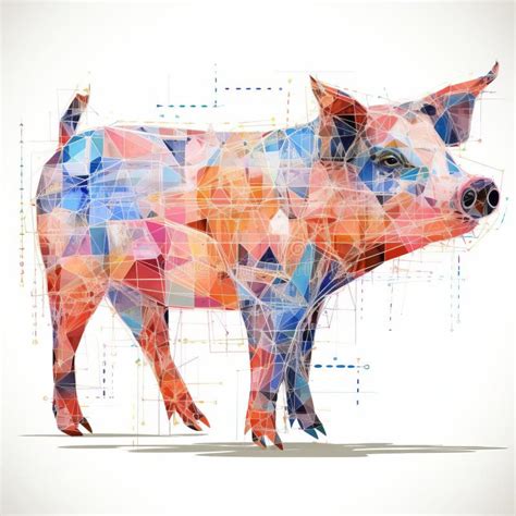 Enchanting Pig Algorithmic Art A Striking Isolation Stock Illustration