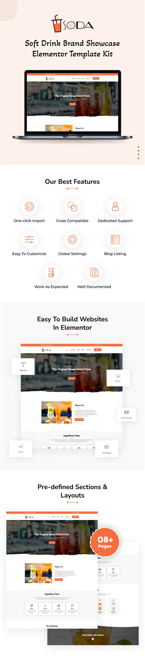 Soda Soft Drink Brand Showcase Elementor Template Kit