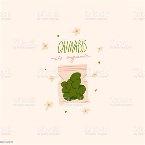 손으로 그린 벡터 추상 그래픽 일러스트 레이 션 의료 마리화나 흡연 액세서리 대마 새싹은 흡연 잡초를위한 패키지에 담겨 있습니다