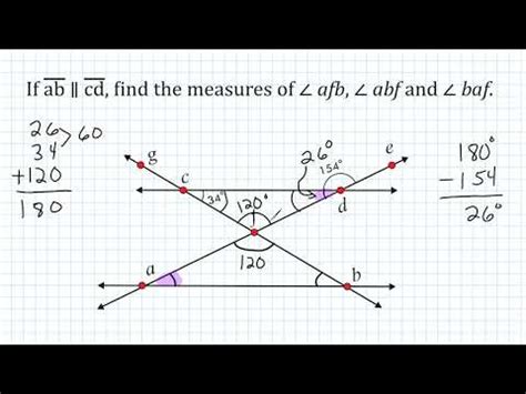 Finding Angle Measures Formed By Parallel Lines And Transversals Youtube