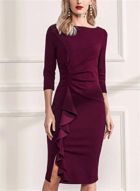 Sheath Scoop Neck 12 Sleeves Knee Length Mother Of The Bride Dresses