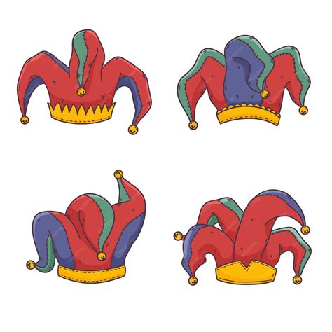 Ilustración De Sombrero De Bufón Dibujado A Mano Vector Premium