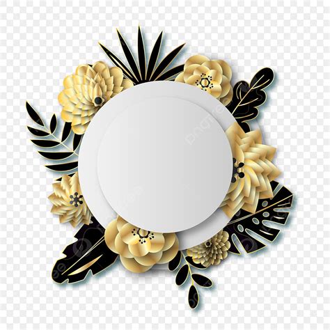 Gold Flower Frame Vector Hd Images Black Gold Flower Circular Frame