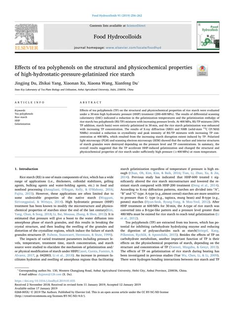 Pdf Effects Of Tea Polyphenols On The Structural And Physicochemical