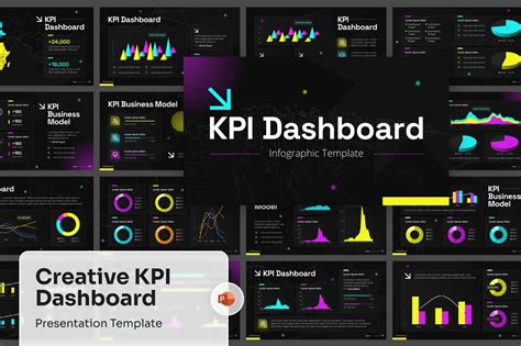 现代极简年终总结数据分析kpi仪表盘ppt幻灯片演示文稿模板creative Kpi Dashboard Powerpoint 安鱼设计