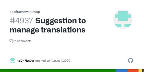 Suggestion To Manage Translations · Issue 4937 · Abpframeworkabp · Github