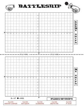 Coordinate Grid Battleship By Creations Teachers Pay Teachers