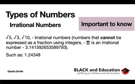 Types Of Numbers Natural Whole Integers Rational And Irrational