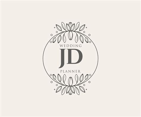 Jd Initials Letter Wedding Monogram Logos Collection Hand Drawn Modern