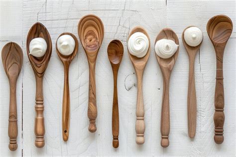 Premium Photo Tasty Yogurt And Wooden Spoon Assortment