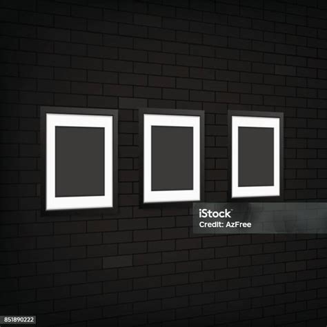 어두운 벽돌 벽에 사진 프레임입니다 벡터 일러스트입니다 0명에 대한 스톡 벡터 아트 및 기타 이미지 0명 공란 벡터 Istock