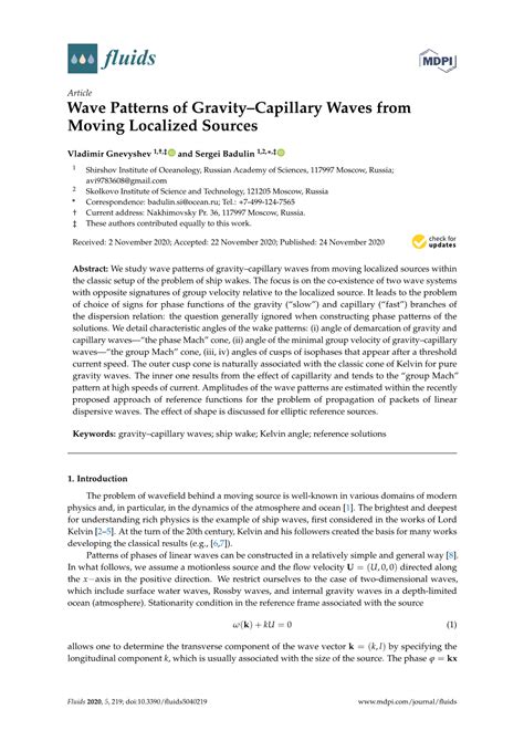 Wave Patterns Of Gravitycapillary Waves From Moving Localized Sources Docslib
