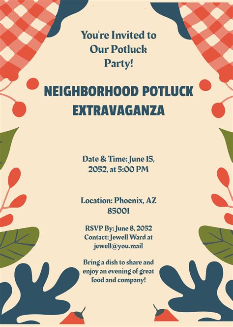 Free Food Invitation Templates Editable And Printable