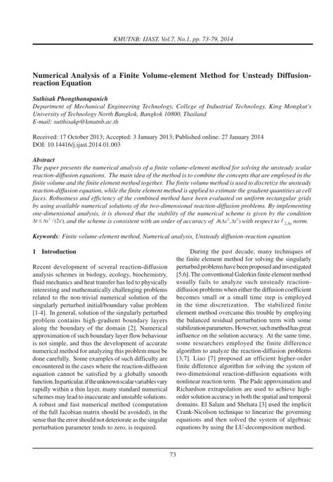 pdf numerical analysis of a finite volume element method for unsteady