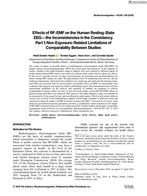 Bioelectromagnetics 2019 Danker Hopfe Effects Of Rf Emf On The