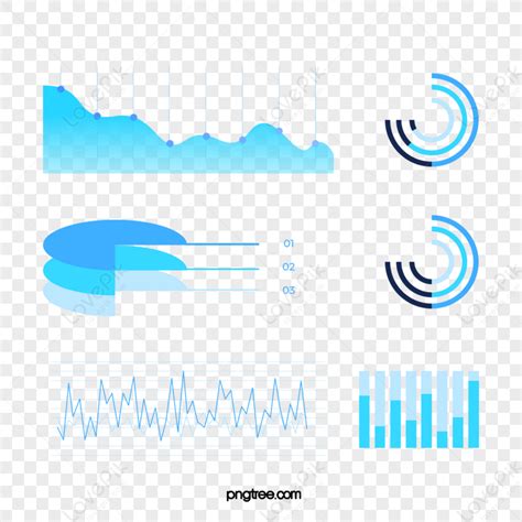 Business Wind Data Visualization Component Blue Pie Chart Bar Chart Components Blue Vector