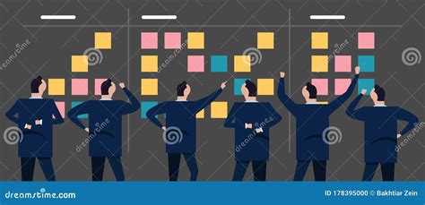 Employee Businessman Looking Together At Sticky Notes Planning Concept