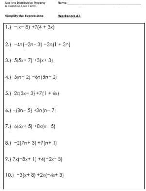 Simplifying Expressions Examples
