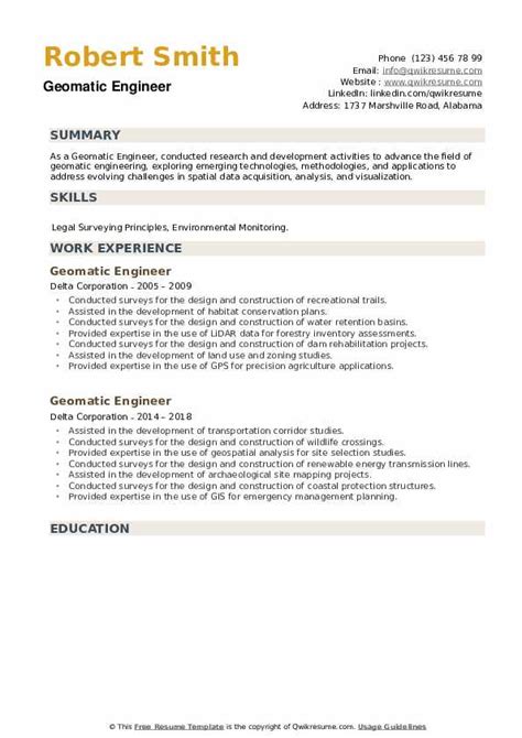 10 Geomatic Engineer Resume Samples And Templates For 2025