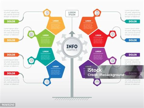 비즈니스 프레 젠 테이 션 개념 8 옵션입니다 웹 템플릿 서비스 트리 정보 차트 또는 다이어그램의 8 단계 기술 또는 교육 과정의 Infographic 벡터 0명에 대한