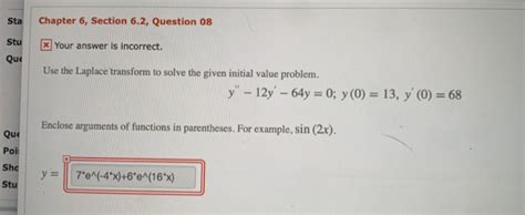 Solved Chapter 6 Section 62 Question 08 X Your Answer Is