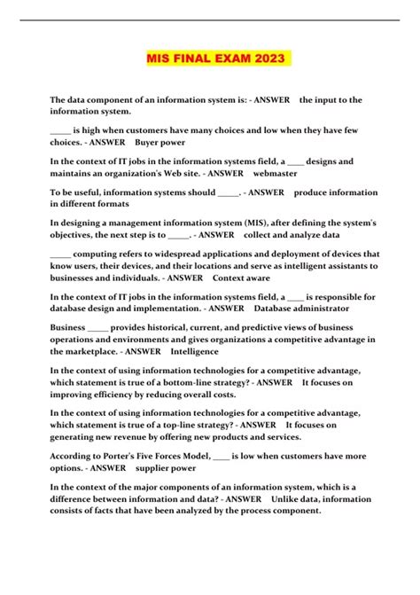 Mis Final Exam 2023 Mis Stuvia Us