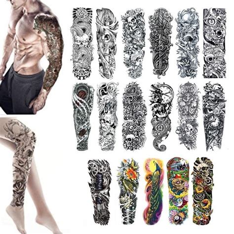 Women Men Full Arm Temporary Tattoo Sticker Waterproof Body Tattoo