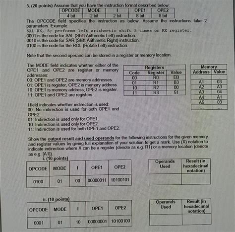 Solved 5 20 Points Assume That You Have The Instruction Chegg Com