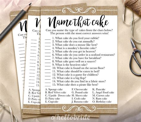 Name That Cake Bridal Shower Game Guess The Cake Printable