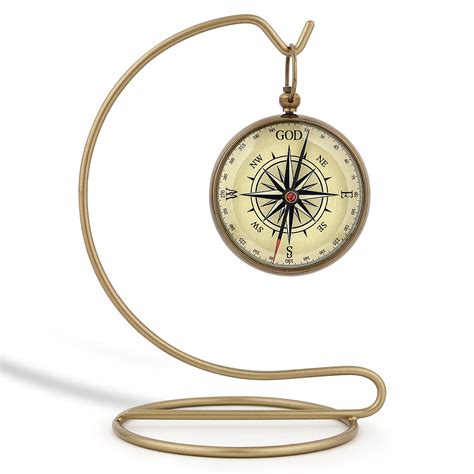 God Is My Guide Brass Compass With Stand Engraved Scripture Prayer