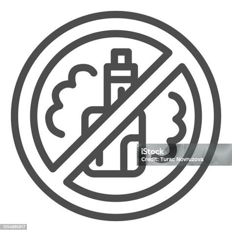 禁止迷幻線圖示 吸煙的概念 禁止吸煙電子香煙標誌在白色背景 Vaping 禁止圖示在輪廓風格為移動概念和網頁設計向量圖形向量圖形及更多上癮圖片