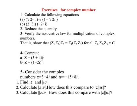 solved exercises for complex number 1 calculate the