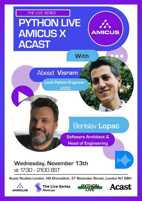 Amicus On Linkedin Acast Python Liveevent London Softwareengineers