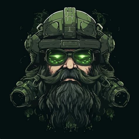 Premium Vector Dwarf Face Marine With Night Vision Goggles