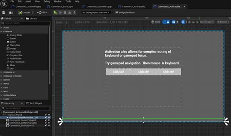 Unreal Engine で共通結合アクション バー Common Bound Action Bar を使用する Unreal