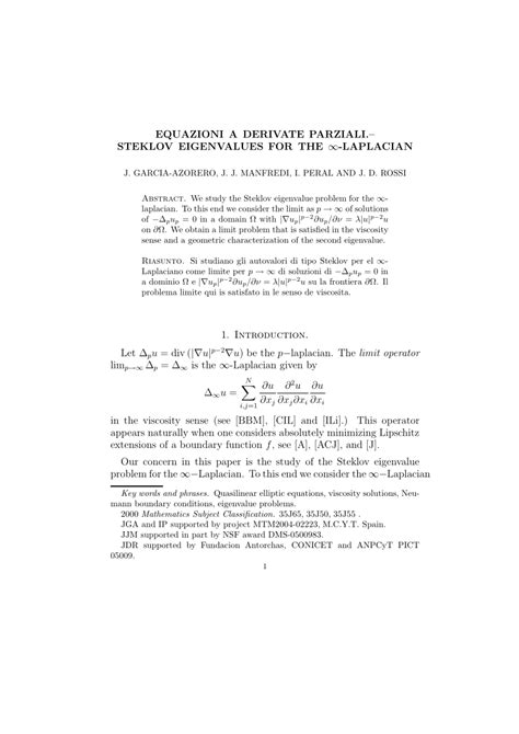 Pdf Steklov Eigenvalues For The ∞ Laplacian