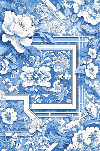 Korean Joseon Porcelain Patterns With White And Blue Motifs Premium