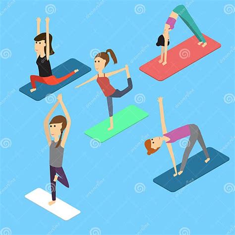 La Gente En La Yoga Plantea El Vector Isométrico 3d Ejemplo Eps10