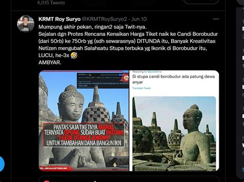 Roy Suryo Tersangka Kasus Unggah Meme Candi Borobudur Mirip Jokowi